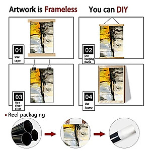 Black Yellow White Abstract Painting Abstract Canvas Paintings Wall Art Orange and Grey Abstract Wall Art Modern Abstract Prints Yellow Black Grey Orange Abstract Pictures for Wall Decor 16x24in Frameless