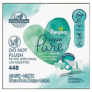Pampers Aqua Pure Sensitive Baby Wipes 8X Pop-Top 448 Count