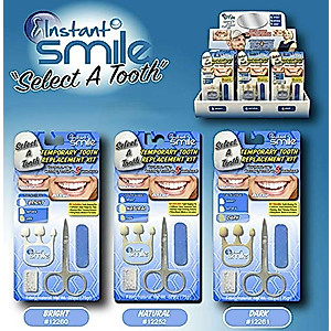 Instant Smile Select A Tooth Temporary Tooth Replacement Kit - 3 Pack Combo - Light, Natural, Dark Shade