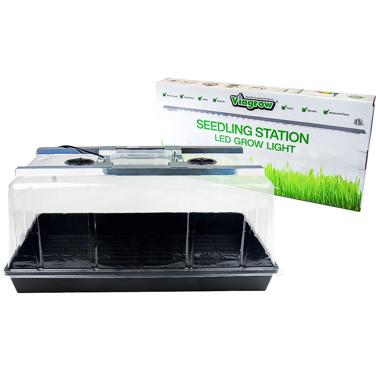 Viagrow Seedling Station Kit with LED Grow Light, Propagation Dome 4X Durable Propagation Tray