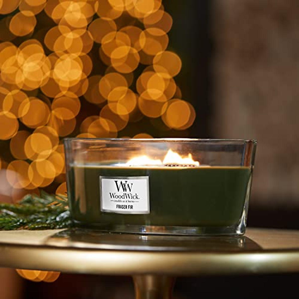 Woodwick Ellipse Scented Candle, Frasier Fir, 16oz | Up to 50 Hours Burn Time