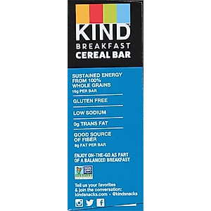 KIND Breakfast Cereal Bars, Gluten Free Snacks, Chocolate with Almonds, 9.3oz Box (6 Bars)