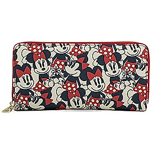 Loungefly Disney Mickey & Minnie Mouse Wallet Zip Around Clutch Faux Leather