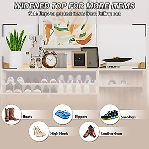 FUQARHY Shoe Cabinet with 3 Flip Drawers & Doors, Modern Slim Shoe Storage Cabinet Free Standing Shoe Organizer Shoe Rack for Boot, Sneaker, Entryway Narrow Shoe Storage for Hallway Living Room