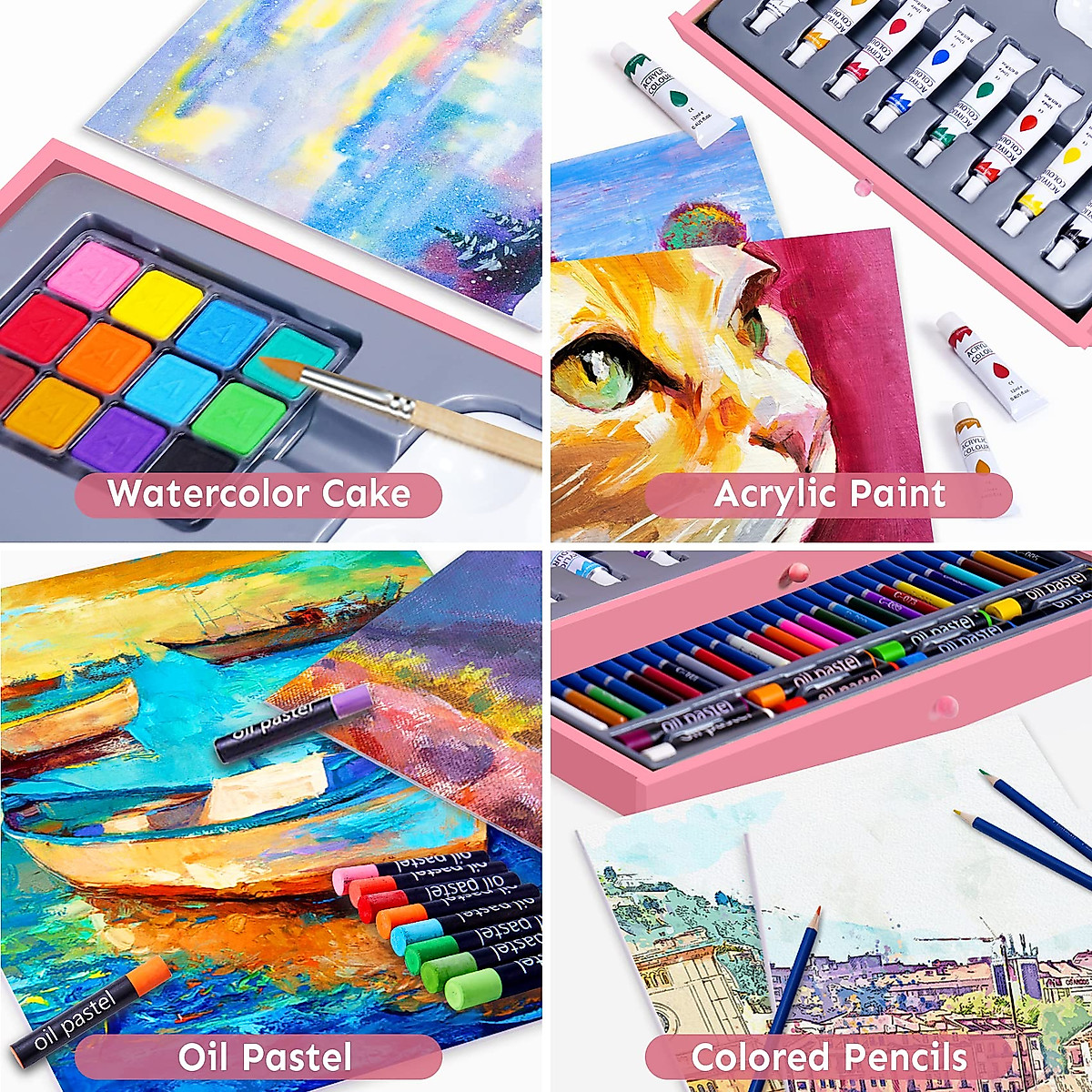 85 Piece Deluxe Wooden Art Supplies, Art Kit with Easel and Acrylic Pad, Art Set for Teens, Adults and Artist Beginners, Creative Gift Box with Wooden Case, Sketching Pencils, Artist brushes