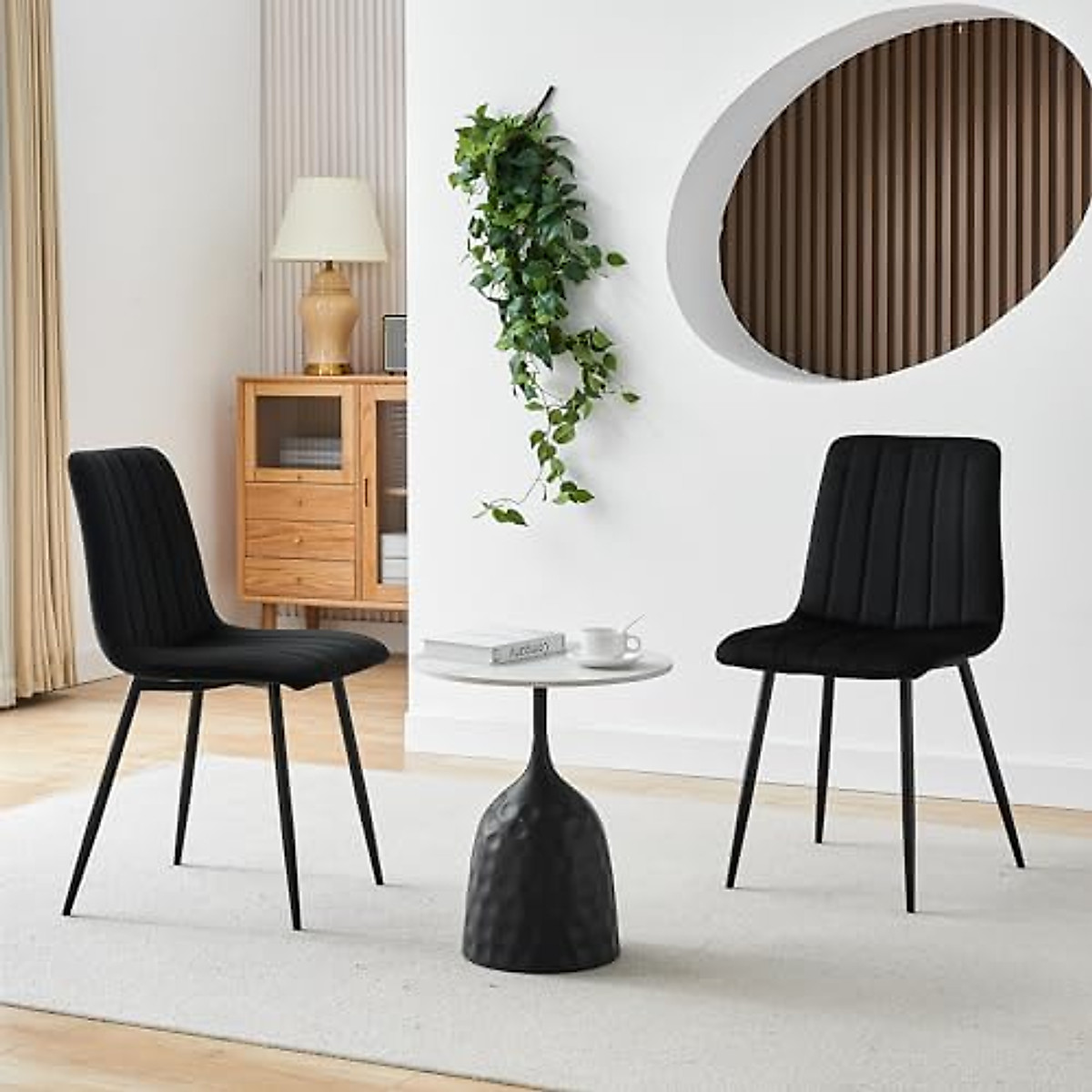 CLIPOP Dining Chairs Set of 2, Black Dining Chairs with Velvet Upholstered Seat Backrest, Metal Leg, Armless Kitchen Chairs, Leisure Parson Chair for Living Room, sillas de comedor