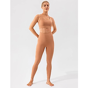 Lavento Women's Supportive Soft Sports Bra Open Racerback - Workout Yoga Training Bras Top (Pale Copper, 4)