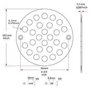 4 Inch Shower Drain Cover,Round Screw-in Floor Drain Cover,Easy-to-Install Replacement Cover Black