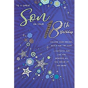 Modern Milestone Age Birthday Card 18th Son - 9 x 6 inches - Regal Publishing
