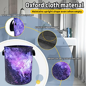 NUTAINLA Pink Purple Galaxy Laundry Basket Universe Starry Sky Foldable Oxford Cloth Funny Tote Bag Laundry Hamper Clothes Storage Bucket Toy Organizer For Bathroom/Laundry /Bedroom 18.9x16.5 In