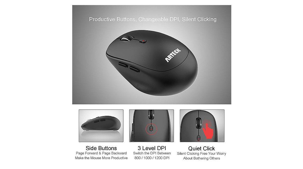 Arteck Wireless Keyboard & Mouse Combo - Slim, Rechargeable & Reliable