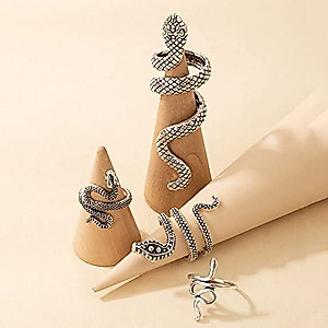 GRAEEN Snake Ring Vintage Snake Knuckle Rings Statement Biker Stackable Ring Reptile Serpent Band Ring Jewelry for Women (Style B)
