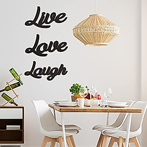 3 Pieces Wooden Cutout Sign Rustic Wood Word Sign Decorative Wooden Block Word Signs Wooden Letter Sign Freestanding Wood Sign Farmhouse Home Decor for Living Room Wall Decor (Live, Love, Laugh)