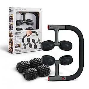 Sharper Image Flex Roller, Modular Massager with 8 Attachments, Compact Design, Silicone and Foam Rollers for Deep Tissue Massage, Workout Recovery, and Pain Relief