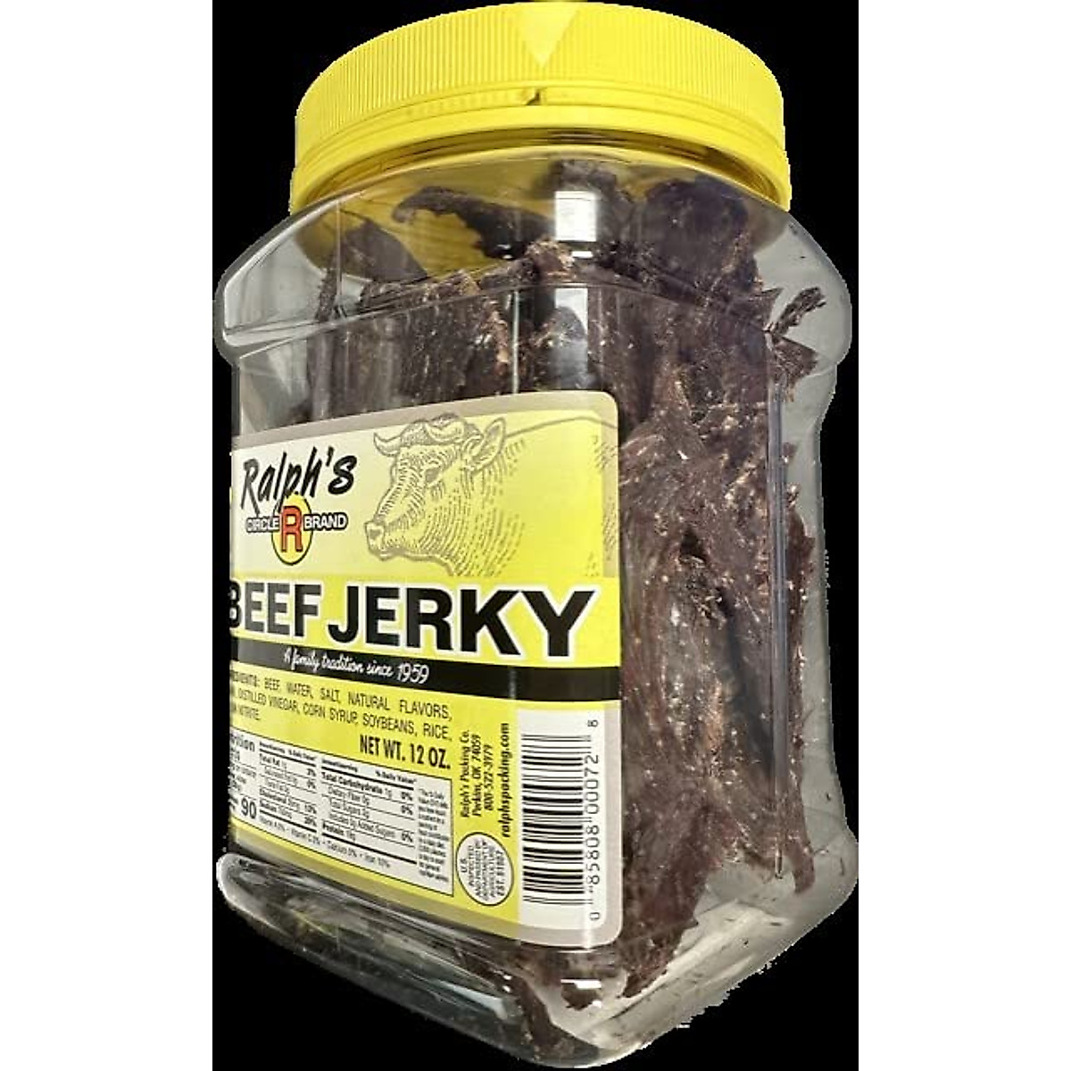 Ralph’s Beef Jerky 12oz Jar Dry Thin Crunchy Jerky Real Beef Jerky Award Winning