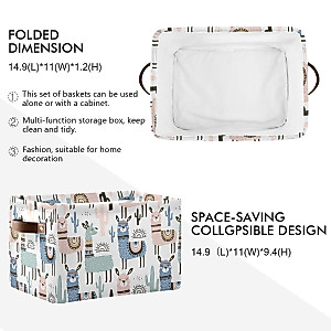 Rectangular Storage Bin Cactus Llama Basket with Handles - Nursery Storage, Laundry Hamper, Book Bag, Gift Baskets