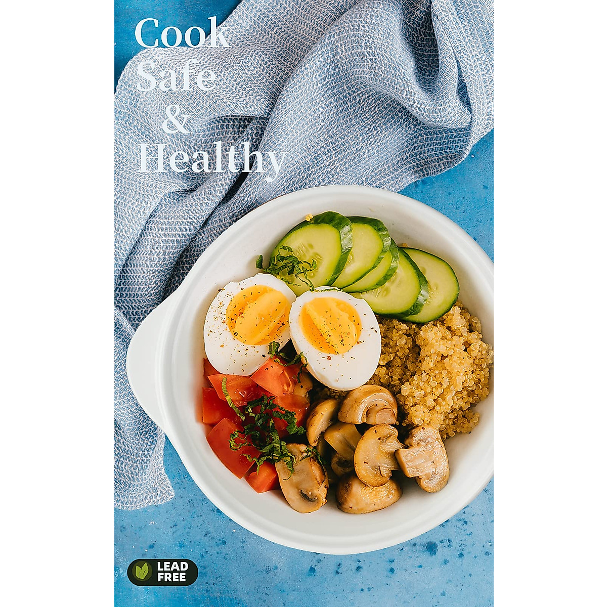 HAOTOP 2-Quart Ceramic Deep Casserole Dish with Lid, Ceramic Baking Dishes, Oven Safe (White)