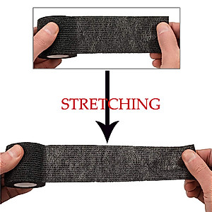 GOETOR Tattoo Grip Cover Wrap 12 Rolls 2 Inch x 5 Yards Breathable Self Adherent Wraps Black Elastic Bandage Tape for Tattoo Grip Cover Sports Wrist Ankle Sprains & Swelling