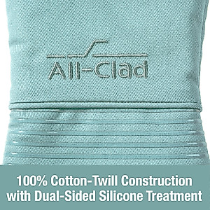 All-Clad Silicone Oven Mitts: Heat Resistant up to 500 Degrees - 100% Cotton & Silicone, 14"x7" Oven Mitt for Kitchen and Barbeque, 2-Pack, Rainfall