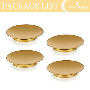 Romadedi Iron Plate Candle Holder, Gold Candle Holders for Pillar Candles, Set of 4 Small Candle Tray, Pillar Candle Holder Plate Metal Candle Stand for Coffee Table Decor, Wedding, Party, Home Decor