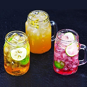 Maredash 8 Pack Mason Jars With Handle Lids with Chalkboard Labels and Tin Lids 16 OZ For Favors