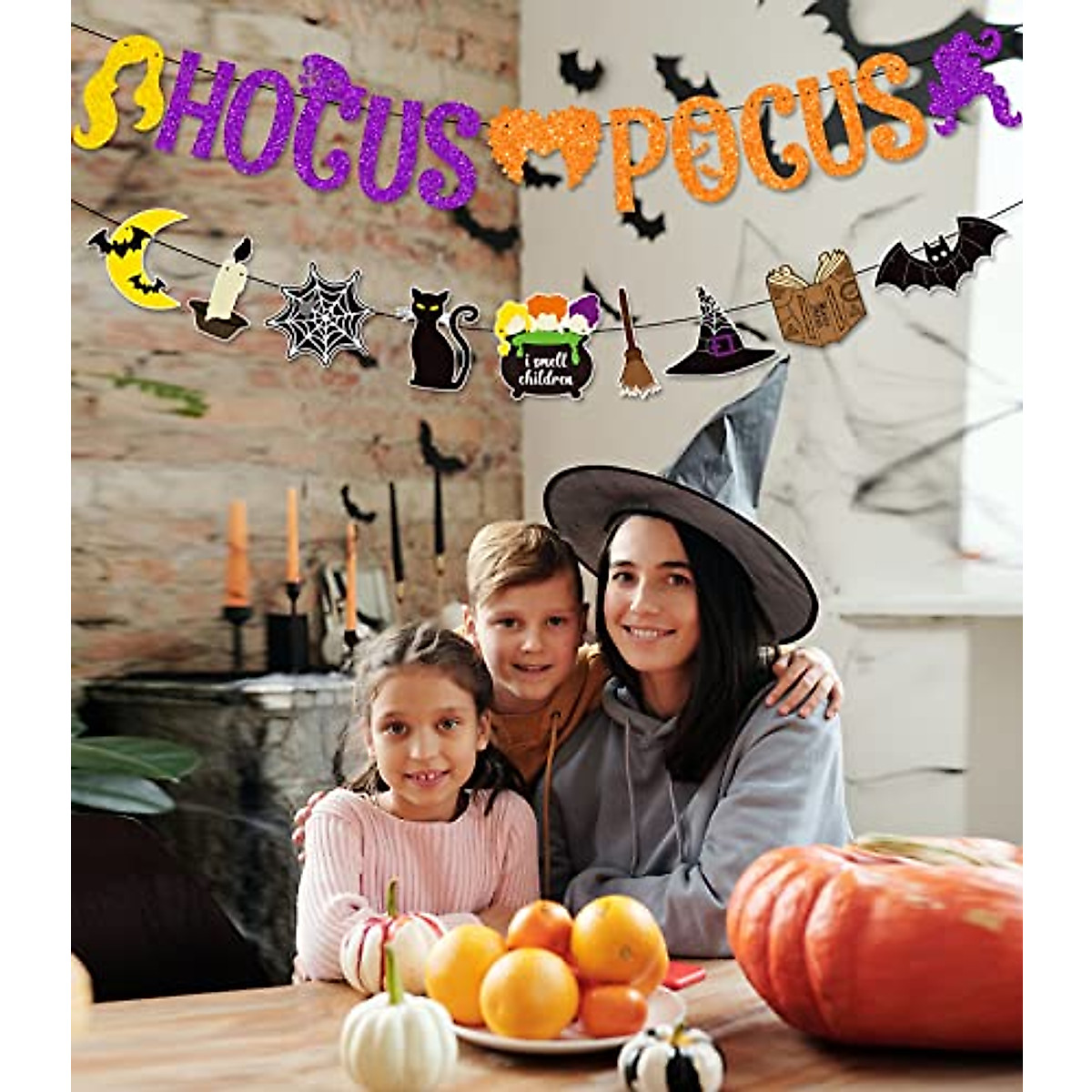 PTFNY Glittery Hocus Pocus Banner Hocus Pocus Halloween Decorations Halloween Witches Party Banner for Hocus Pocus Halloween Party Decorations Supplies