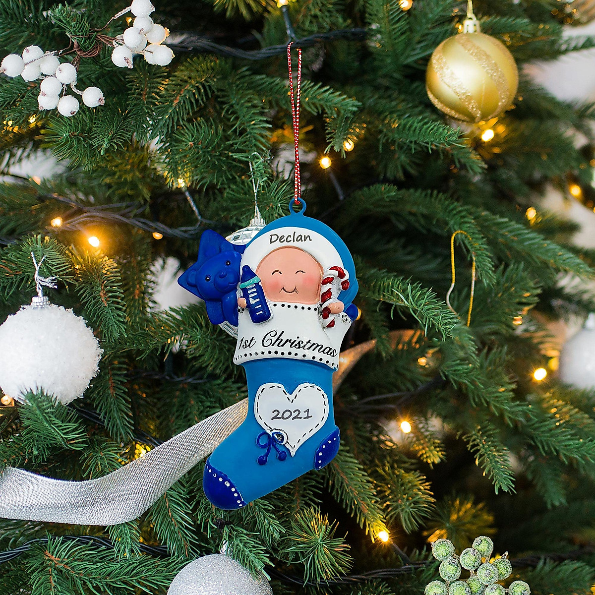Personalized Baby`s Boy First Christmas Ornament Baby Boy First Christmas Ornament – Personalized Baby Gifts for Newborn Boys Engraved
