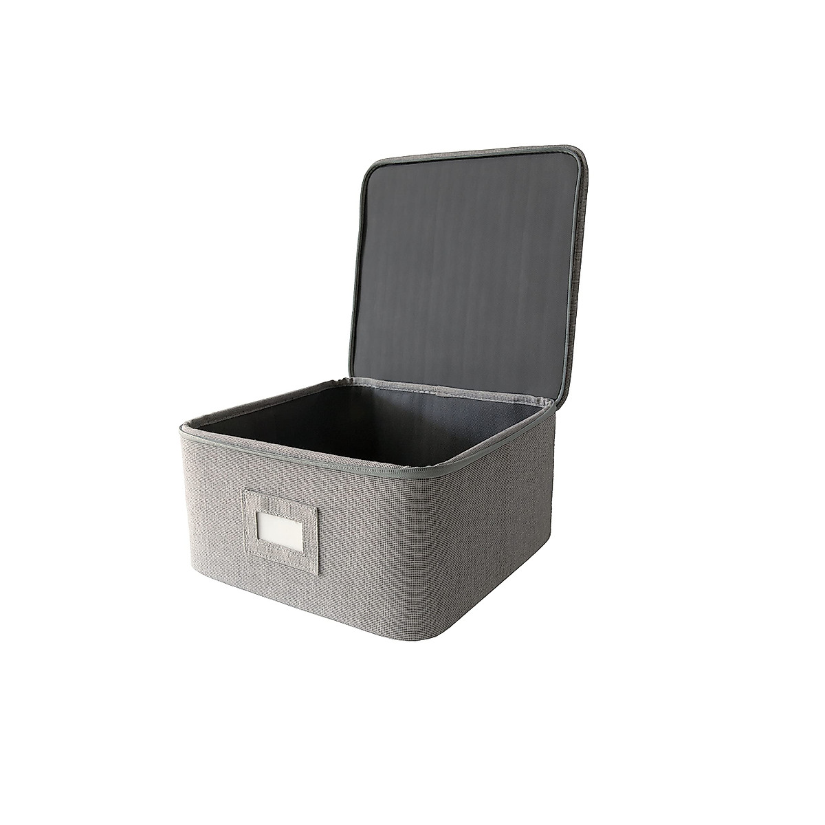 In This Space Grey Twill Hard Shell(tm) Two Square China Plates Storage Container With Secure Lid for dinner round or square plates (11.5” and 9.5”)