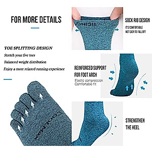 OrrinSports Toe Socks for Men Women Coolmax Liner Running Socks 3 Pairs Breathable Athletic Five Finger Socks (Size Medium)