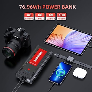 DBPOWER Jump Starter 2750A Peak 76.96Wh Portable Car Jump Starter (Up to 10L Gas/8L Diesel Engine) 12V Auto Battery Booster Pack with Smart Clamp Cables, Quick Charger, LED Light Jump Box