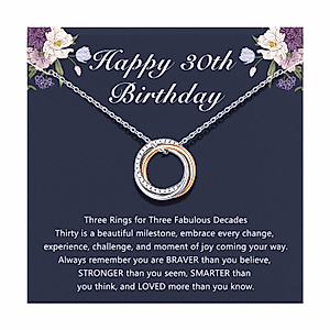 UNGENT THEM 30th Birthday Decorations Gifts for Women Her, 30 Year Old Birthday Gifts for Woman Female, 3 Decades 30th Happy Birthday Necklace