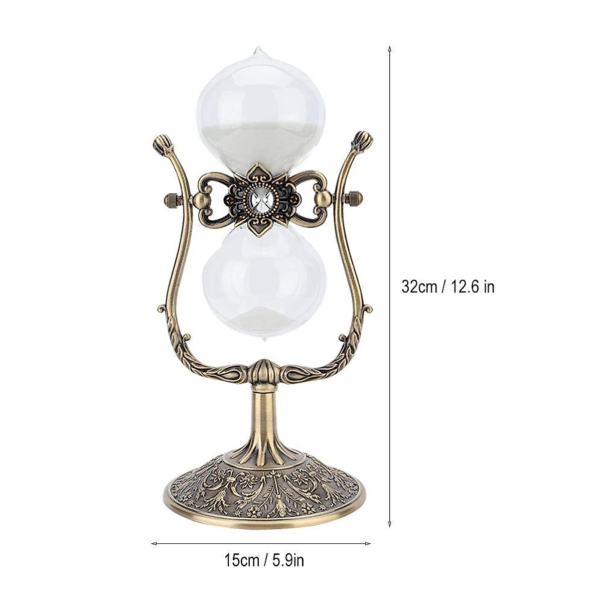 Hourglass Timer European Style Pattern 30 Minutes Rotating Sand Clock Timer Desk Decoration (Bronze)