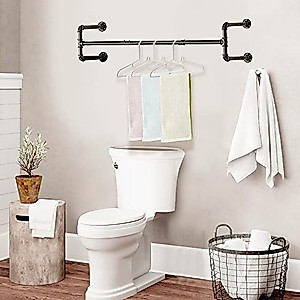 Industrial Pipe Clothes Racks, Wall Mounted Garment Racks, Space-Saving Display Hanging Clothing Racks, Heavy Duty Steampunk Detachable Multi-Purpose Hanging Rod for Closet Storage, Black (Black)