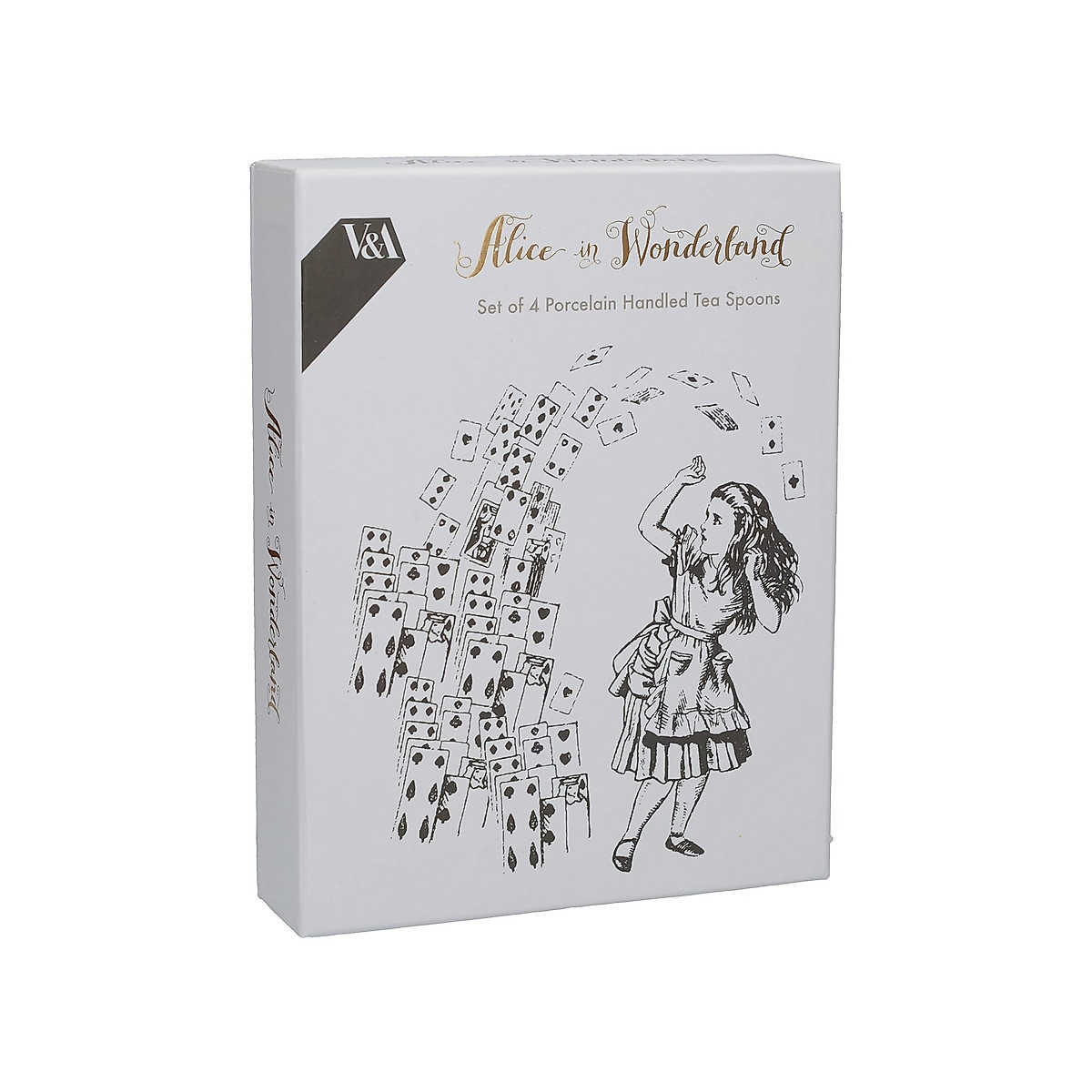 V&A Alice in Wonderland Stainless Steel Teaspoons with Decorative Porcelain Handles, 15.5 cm (6") - White