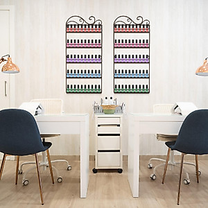 ERYTLLY Wall Mounted Nail Polish Rack, Nail Polish Holder Stand, Rectangle Nail Polish Storage Organizer, Salon Nail Polish Shelf Organizer (Brown- 1 Pack)