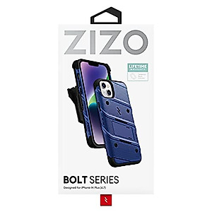 ZIZO Bolt Bundle for iPhone 14 Plus Case with Screen Protector Kickstand Holster Lanyard - Blue