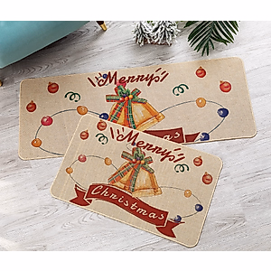 LISIBOOO Christmas Kitchen Rug - Kitchen Mat Set Non Skid Kitchen Rugs and Mats Anti Fatigue Kitchen Floor Mats Rubber Back Absorbent Washable Christmas Kitchen Rug Set 2 Piece 17''x29''+17''x47