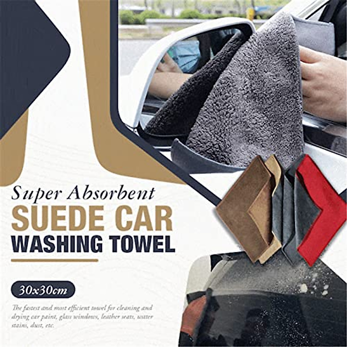 4pcs Super Absorbent Car Drying Towel - Suede Coral Velvet Double-Sided Car Towel, No-Scratch Lint-Free Reusable Thickened Microfiber Dust Cleaner Cloth