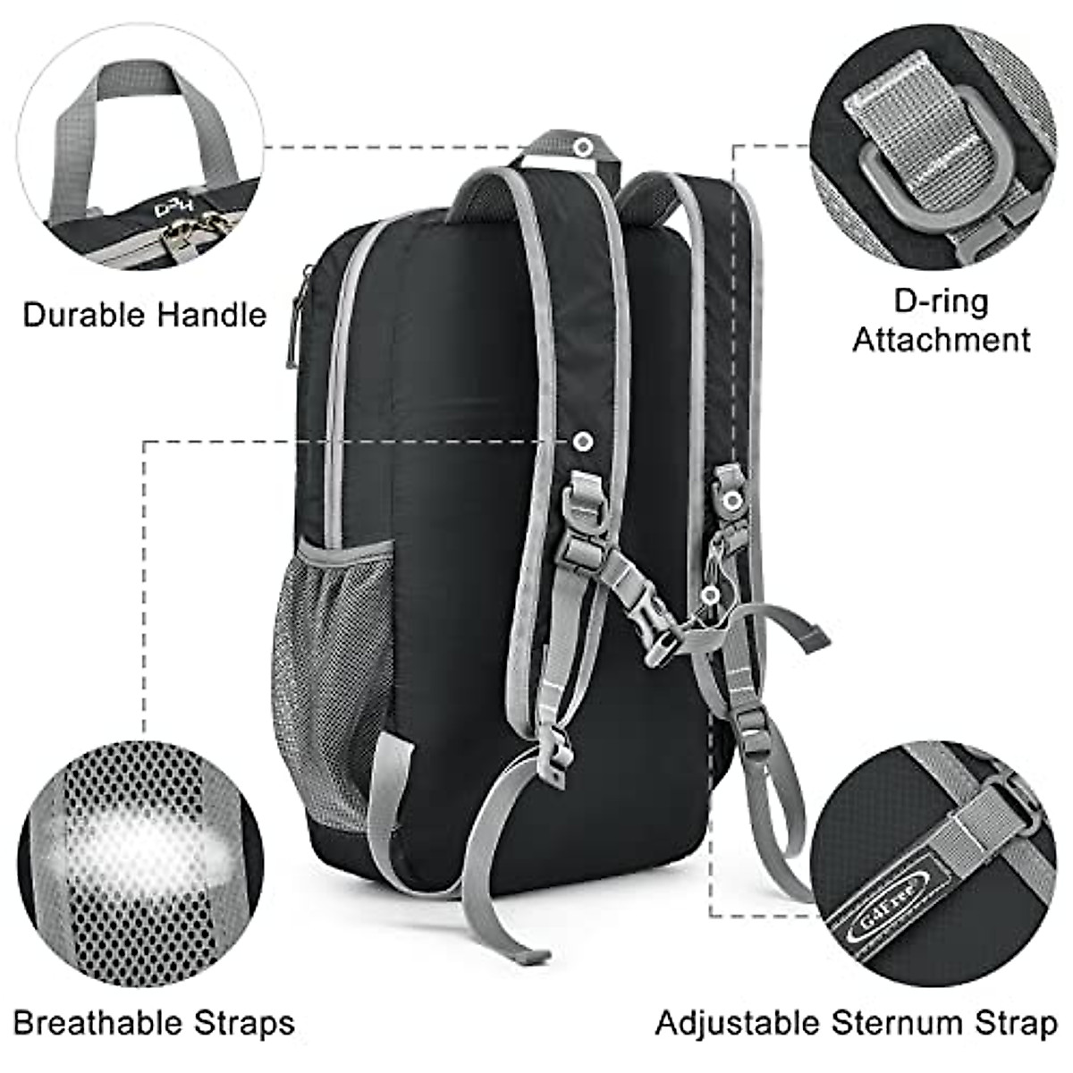G4Free 16L Lightweight Hiking Daypack Packable Small Backpack Water Resistant Shoulder Bag for Travel Outdoor Men Women