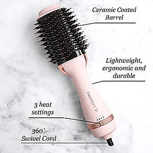 Foxybae Baby Blush Blowout Brush - Professional Hair Volumizer Brush with Nylon and Boar Bristles - Hair Dryer and Brush Combo - Shine Enhancing Brush - Perfect Hair Styling Tool - Light Pink
