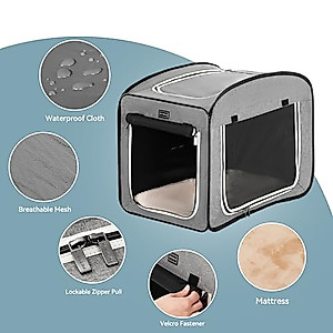 Petsfit Pop Up Dog Crate, Portable Dog Crates for Medium Dogs，Lightweight&Collapsible Pet Cage Cat Kennel, Included Soft Mat and Carrying Case，Grey，Medium