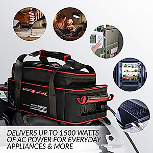 Handy Power X 1500 Watt Car Power Inverter, Connects to Vehicle for Emergency Back-up Power, 4 x 110V AC Outlets, 1 x USB Port (4.2A Total Output), Weather Resistant & Heavy Duty Bag, Includes Cables