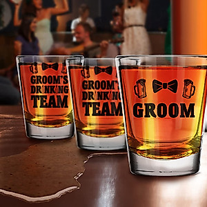 shop4ever Groom and Groom's Drinking Team Bow Tie Glass Shot Glasses Wedding Bachelor Party Shot Glasses (12 Pack, DT Bow Tie)