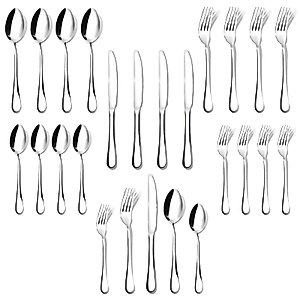 ZXZCTTC 20-Piece Silverware Set, Reusable Stainless Steel Flatware Cutlery Sets, Not easy to fade，Dishwasher safe，Firm Forks and Spoons Silverware Serving Set Utensils for 4, (Silver)