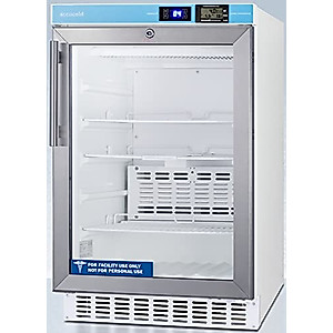 Summit Appliance ACR46GLCAL Pharmacy ADA Compliant 20" Wide All-refrigerator with NIST Calibrated Alarm/Thermometer, Stainless Steel Trimmed Glass Door, Frost-free, Self-closing Door and Lock