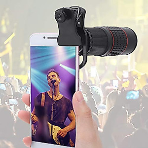 Mobile Phone Telescope, 20X Telephoto Zoom Lens, HD Optical Glass Cell Phone Monocular for Game Wildlife Watch Remote Photography Forestry, Easy to use