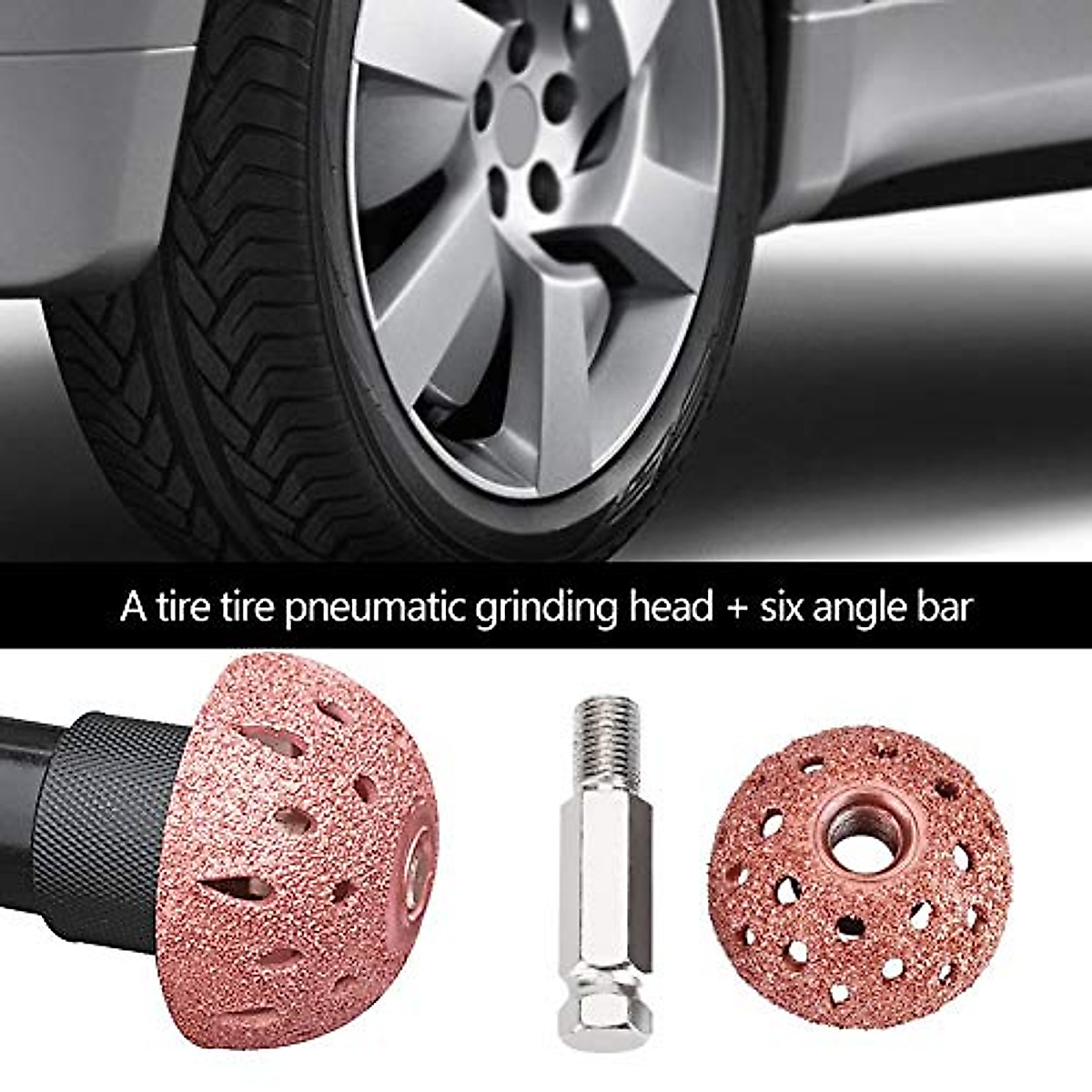Tire Buffing Wheel, Acouto 38mm 70 Grid Tire Buffer Wheel Abrasiveness Coarse Buffing Wheel with Linking Rod Tire Patching Buffer Tool Tire Repair Patch Tools