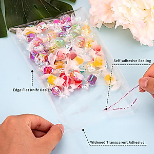 Cellophane Bags, Cookie Bags, 5x7 Inch Self Sealing Cellophane Bags, 100 PCS Cellophane Treat Bags, Resealable Clear Plastic Cello Gift Bags for Candy, Bakey, Pastry, Decorative Wrappers, Party Favors