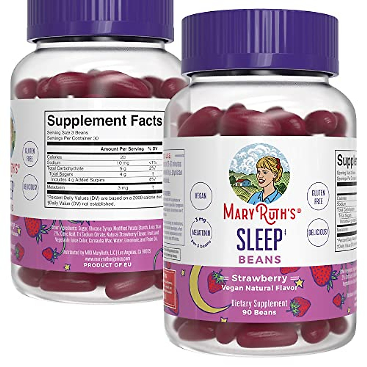 MaryRuth's Melatonin Vita-Beans for Adults | Relaxation & Sleep Support for Ages 14+ | Vegan | Non-GMO | Gluten Free | 90 Count