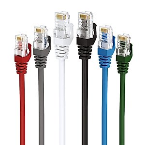 BlueRigger CAT6 Ethernet Cable 6FT - 6 Pack (1Gbps, 550MHz, RJ45) CAT 6 Gigabit Internet Network LAN Patch Cord - Compatible with Game Consoles, Smart TV, Router